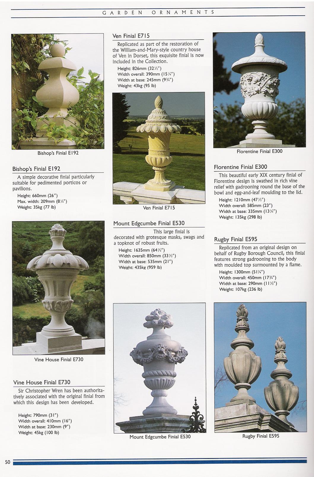 Tudor Artisans : Cast Stone - Finials, Balls & Bases